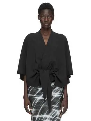 Rick Owens Black Kimono Sleeve Lace-up Top