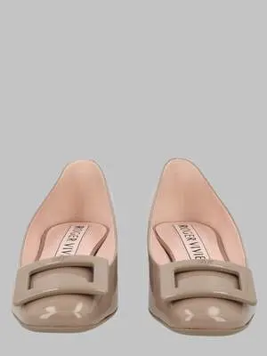 ROGER VIVIER Ballerina Flats In Vernice With 2.5 Cm Heel - Beige
