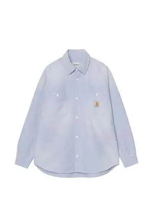 Carhartt Work In Progress Carpenter-style Painter Shirt In 100% Cotton Chambray With Chest Pockets And Paint Touches - Denim Blue