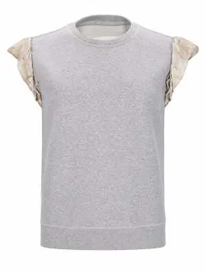 MAISON MARGIELA Cotton Top With Silk Cap Sleeves