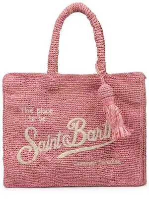MC2 SAINT BARTH Raffia Mini Handbag Made In Madagascar - Pink