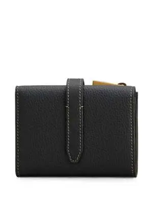 TOD'S Tri-fold Leather Wallet With Strap And Mini T Timeless Accessory - Black