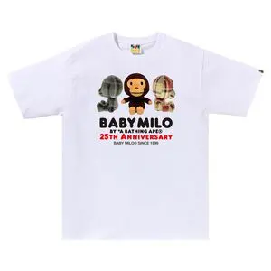 A BATHING APE Baby Milo 25th Anniversary Plush Doll Tee - White