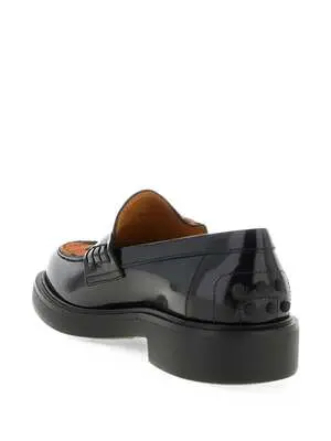 TOD'S Calf Leather Loafers With Leopard Print Panel - Black