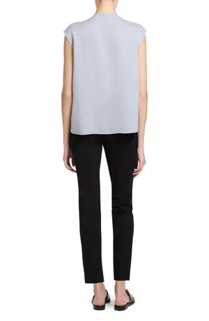 Theory Pleated V-neck Silk Shell