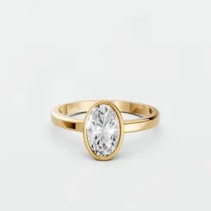 AYA FINE JEWELRY 14k Gold Oval Lab Grown Diamond Bezel Solitaire Ring - Yellow
