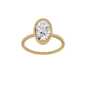AYA FINE JEWELRY 1.77 Ct Oval Lab Diamond Twisted Rope Bezel Solitaire Ring In 14k Gold - Yellow