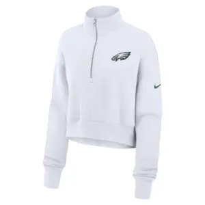Nike Philadelphia Eagles Primetime Phoenix Nfl Oversized Cropped 1/4-zip Crew - White