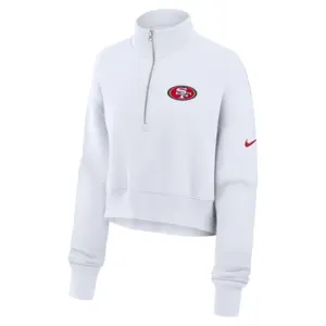 Nike San Francisco 49ers Primetime Phoenix Nfl Cropped Quarter-zip Crew - White
