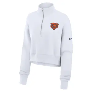 Nike Chicago Bears Primetime Phoenix Nfl Oversized Cropped 1/4-zip Crew - White