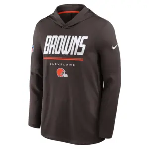 Nike Cleveland Browns Sideline Hooded Long-sleeve Top - Brown