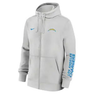 Nike Los Angeles Chargers Club Nfl Full-zip Hoodie - Grey