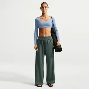 Nike Zenvy Mid-rise Wide-leg Pants - Green