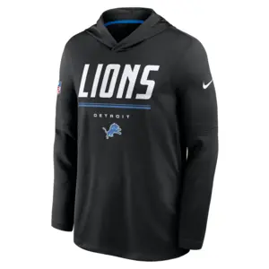 Nike Detroit Lions Sideline Dri-fit Nfl Long-sleeve Hooded Top - Black