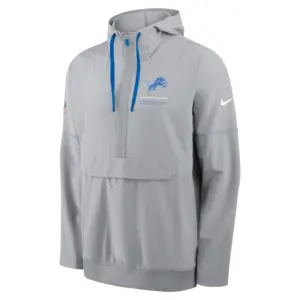Nike Detroit Lions NFL Sideline Anorak 1/2-Zip Hooded Jacket Grey