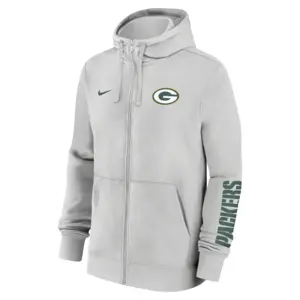 Nike Green Bay Packers Club Nfl Full-zip Hoodie - Grey