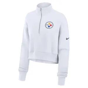 Nike Pittsburgh Steelers Primetime Phoenix Nfl Oversized Cropped 1/4-zip Crew - White