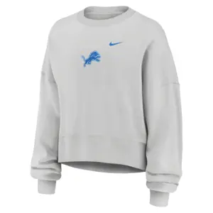 Nike Detroit Lions Primetime Phoenix Nfl Oversized Pullover Crew - Grey