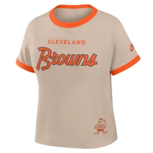 Nike Cleveland Browns Rewind Ringer Cropped T-shirt - Brown