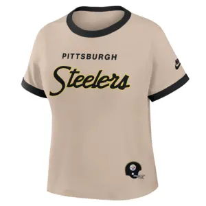 Nike Pittsburgh Steelers Rewind Ringer Cropped T-shirt - Brown