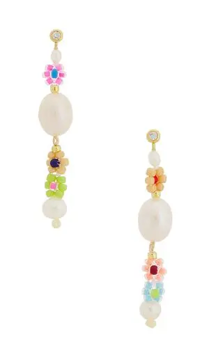 Anni Lu Mexi Flower Earring In Orange - Gold