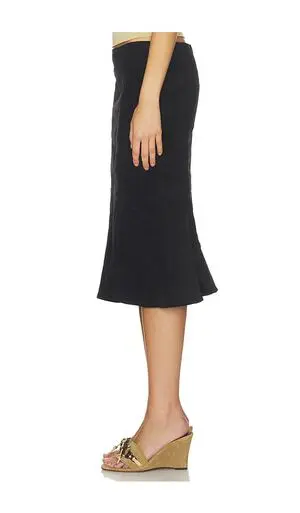 With Jéan Embroidered Corduroy Flared Skirt