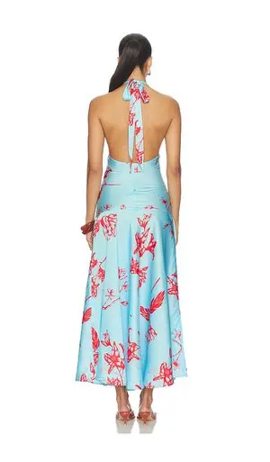 JULIET JOHNSTONE Halterneck Floral Print Maxi Dress