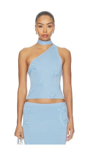 Majorelle Kaidyn One Shoulder Flower Embroidered Top