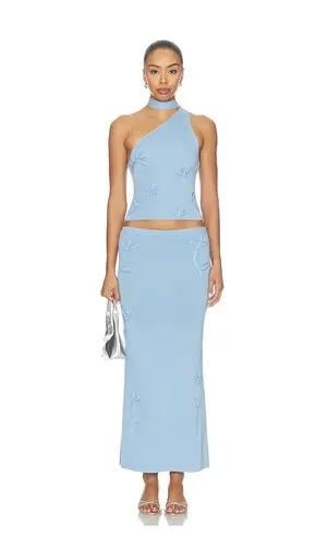 Majorelle Kaidyn One Shoulder Flower Embroidered Top