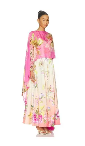 Hemant & Nandita Ruched Cape Dress