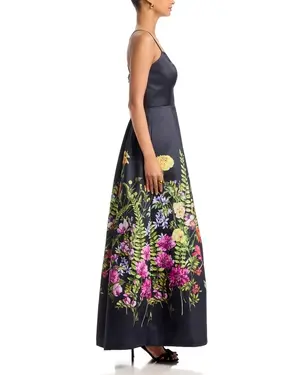 Eliza J Strap V Neck Ballgown