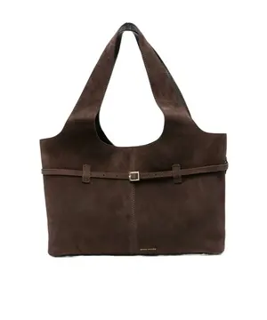 Manu Atelier Buckle-detail Suede Tote Bag - Deep Brown