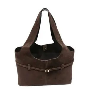 Manu Atelier Suede Tote Bag With Buckle Detail
