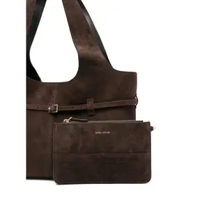 Manu Atelier Suede Tote Bag With Buckle Detail