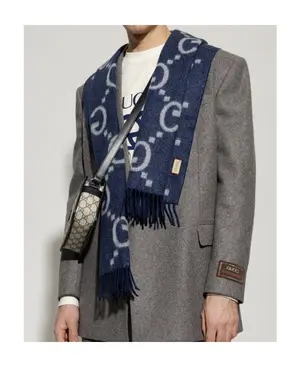 Gucci Gg Jacquard Fringed Scarf