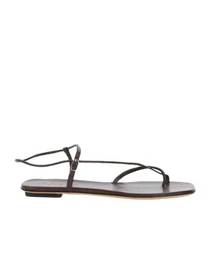 Soeur Flat Leather Sandals - Brown