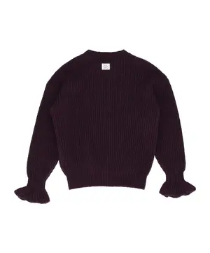 DOUUOD Ruffled-cuff Chunky-knit Sweater