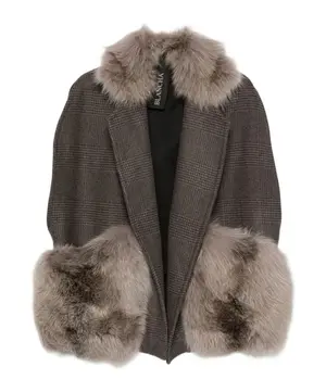 BLANCHA Prince Of Wales Vest With Fur Collar