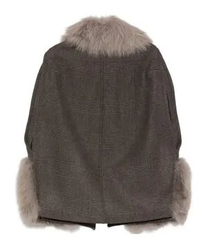 BLANCHA Prince Of Wales Vest With Fur Collar