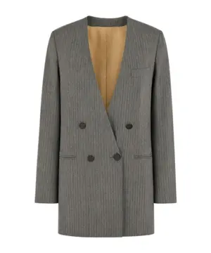 Alberta Ferretti Collarless Double-breasted V-neck Jacket - No