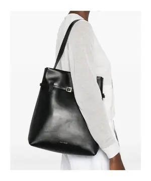 Manu Atelier Buckle Detailed Tote Bag - Black