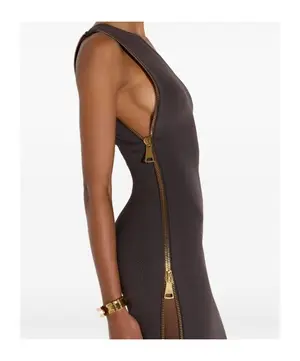 Elisabetta Franchi One-shoulder Knitted Dress With Zipper Detail
