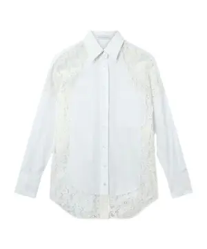 Stella McCartney Lace-panelled Cotton Shirt - White
