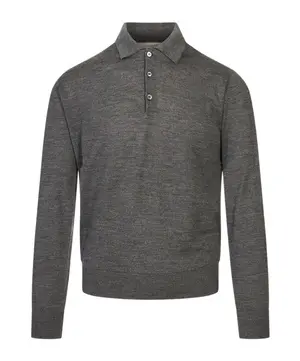 Canali Long-sleeve Knitted Polo Shirt