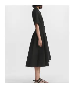 Co Name Short Sleeve Belted Dress In Cotton Poplin
