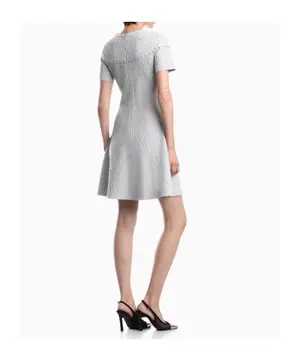 Emporio Armani Textured Mini Dress With Scalloped Trim