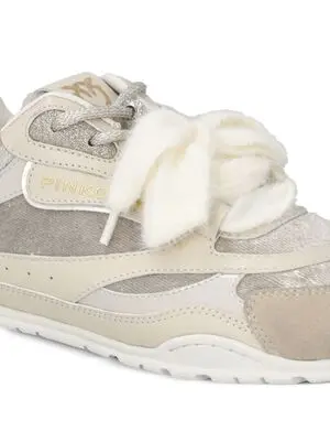 Pinko Panelled Shearling-trim Sneakers