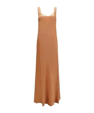 FORTE_FORTE Lace-trim Satin Maxi Dress