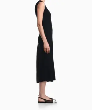 Emporio Armani Long Ribbed Knit Dress With Pleated Insert