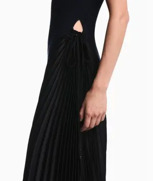 Emporio Armani Long Ribbed Knit Dress With Pleated Insert